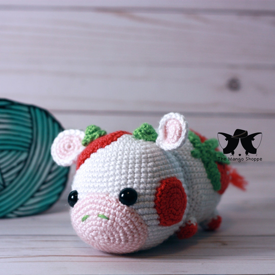 Amigurumi Strawberry Cow Doll, Crochet Strawberry Cow Doll, Ichigo Cow ...
