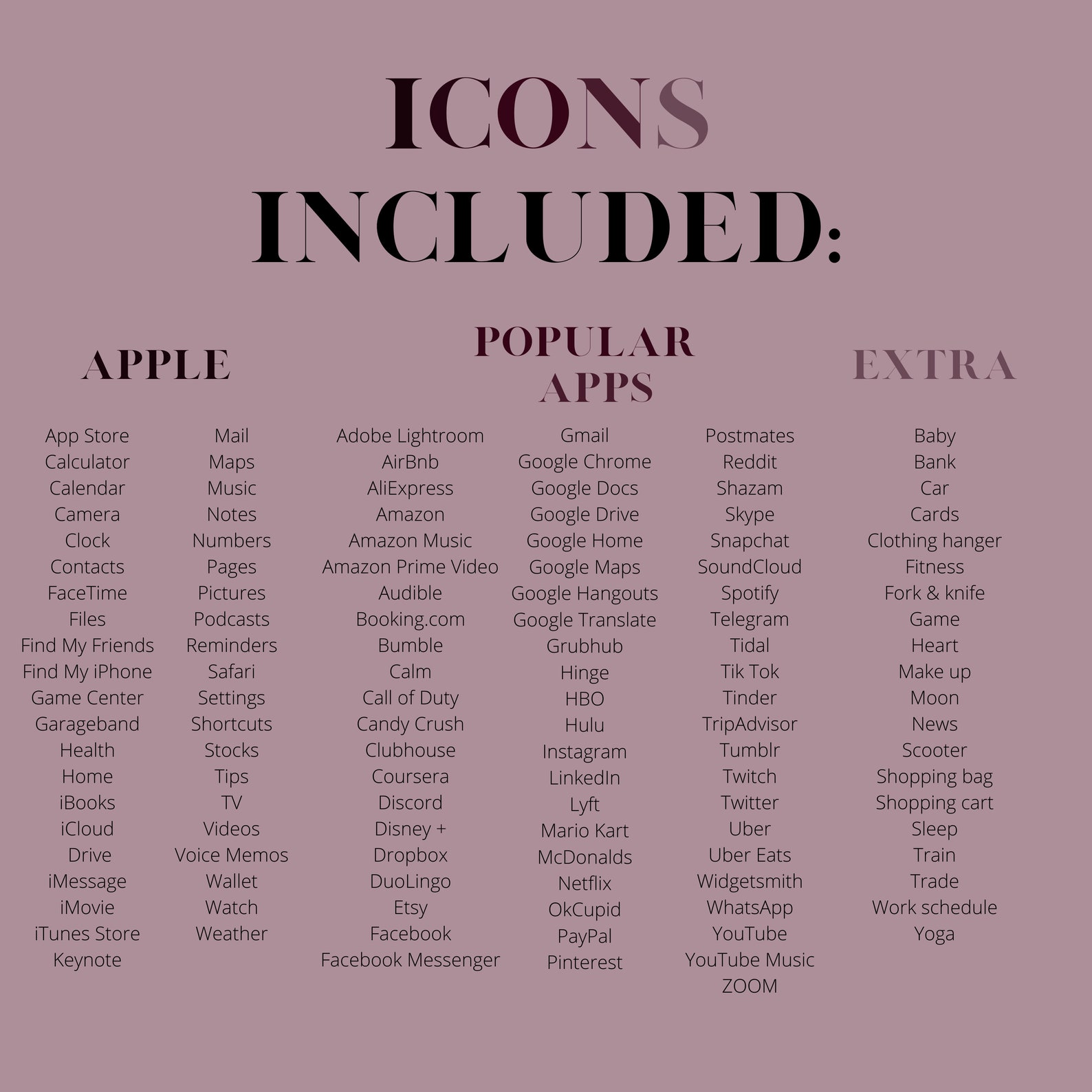 Burgundy Purple iPhone Icons Ios 14 Icons App Icons Ios 14 Purple Red ...