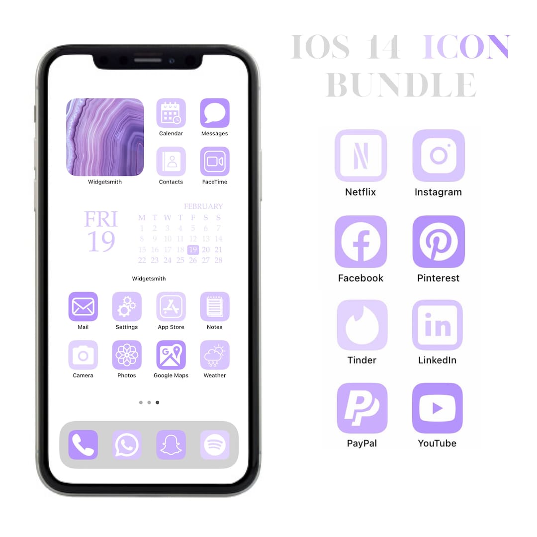 Light Purple iPhone App Icons: Lilac Ios Customization (digital ...