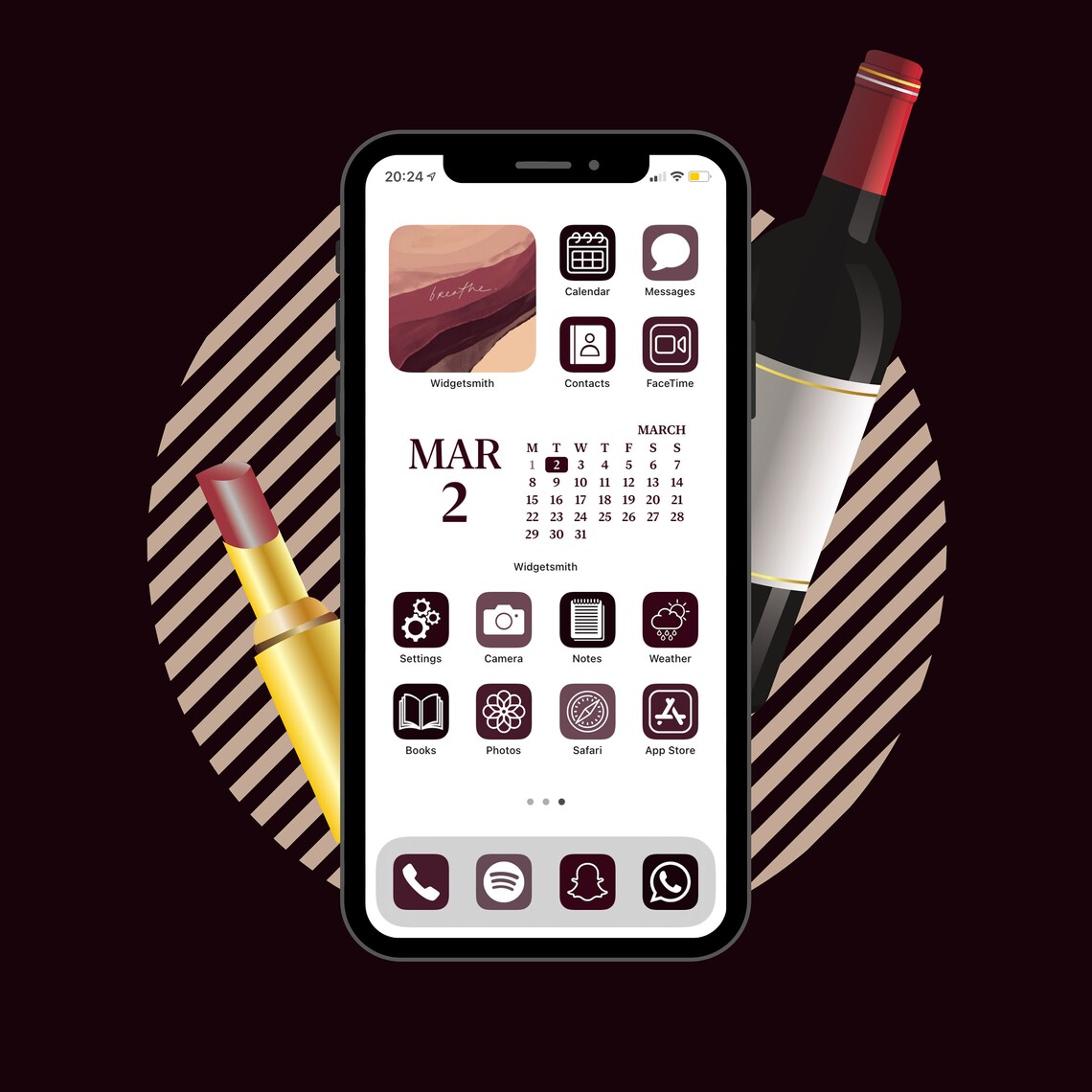 Burgundy Purple iPhone Icons Ios 14 Icons App Icons Ios 14 Purple Red ...