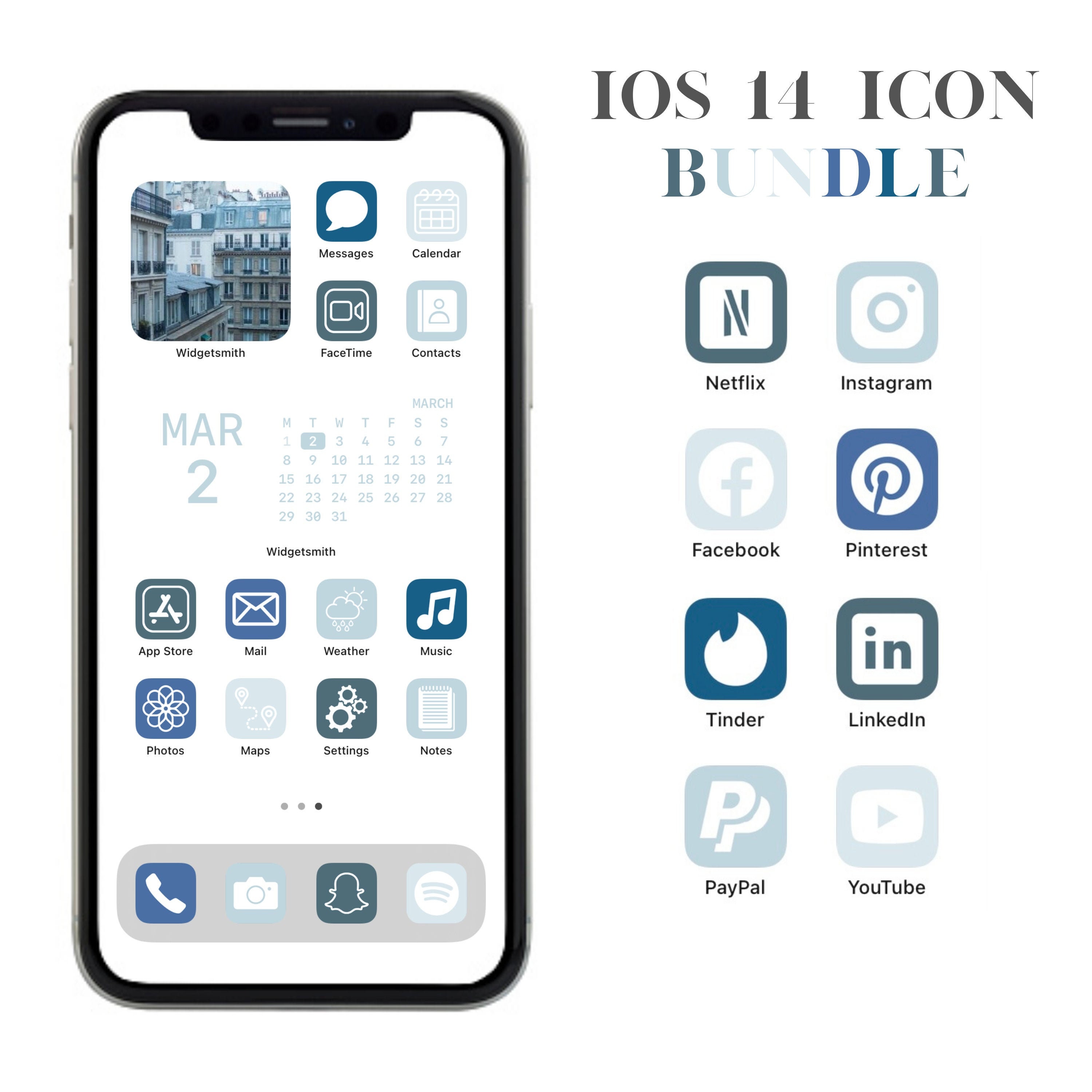 Cool Blues iPhone Icons Ios 14 Icons App Icons Ios 14 - Etsy