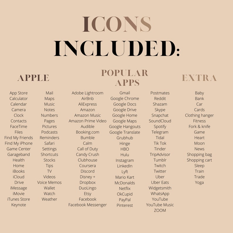 Brown iPhone App Icons: Custom Ios Theme - Etsy