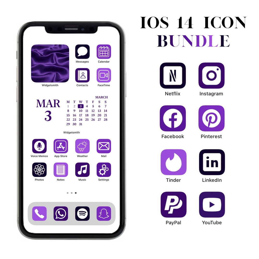 Purple iPhone Icons | App Icons | Phone Covers Phone | - Etsy