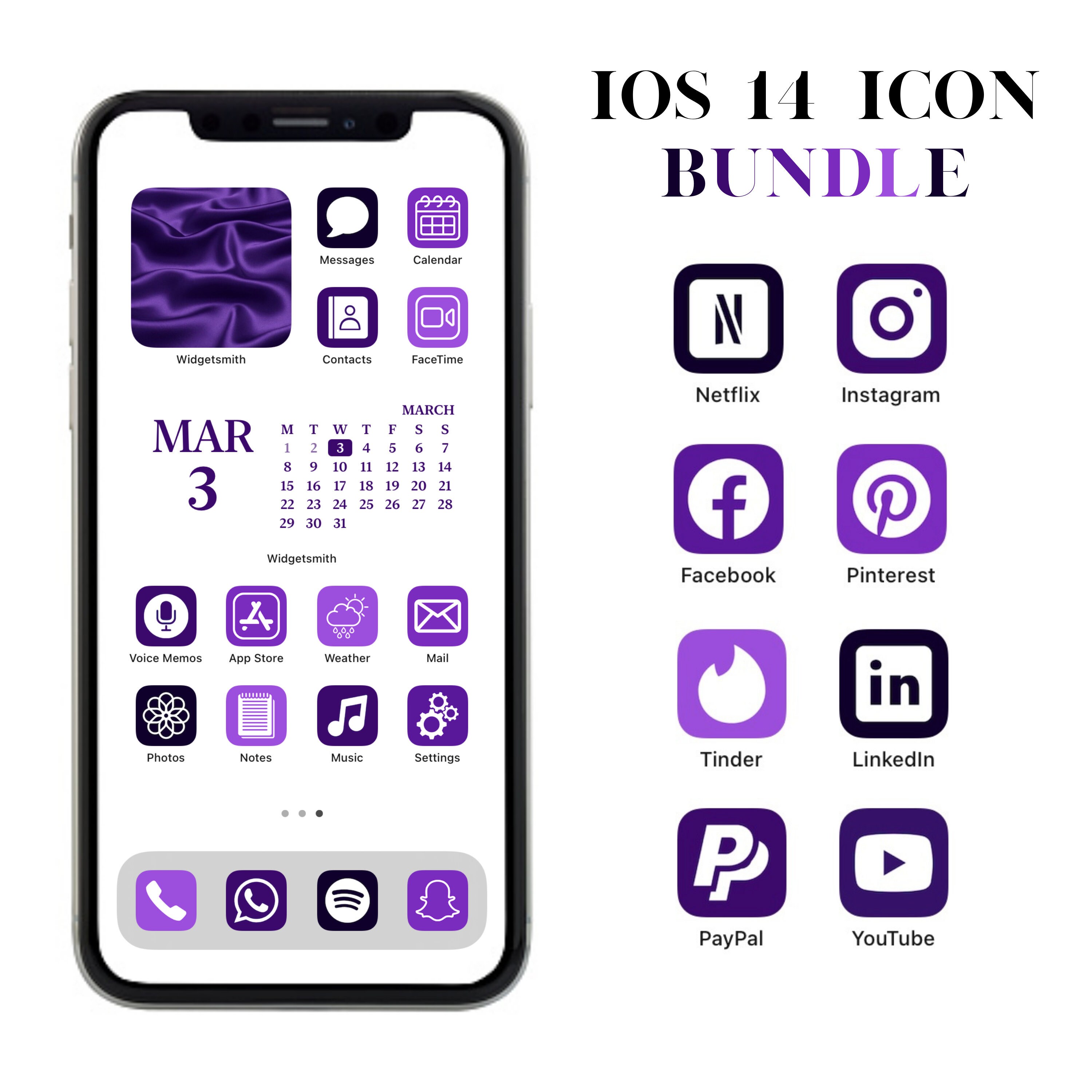 Purple iPhone Icons Ios 14 Icons App Icons Ios 14 - Etsy