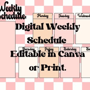 Digital Weekly Schedule. Editable in Canva. Download & Print. PDF. SVG ...