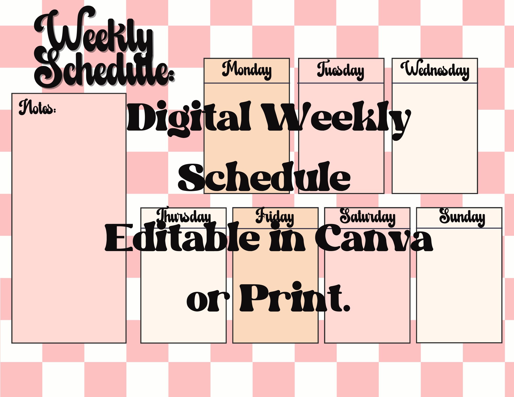 Digital Weekly Schedule. Editable in Canva. Download & Print. PDF. SVG ...