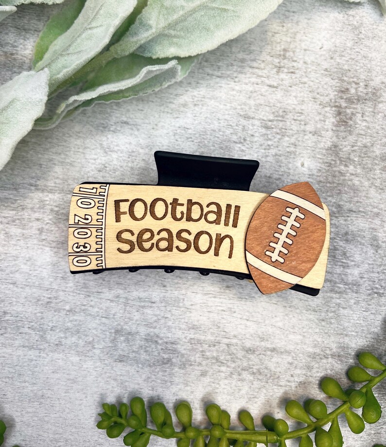 Football Season Handmade Wooden Claw Clip - Etsy