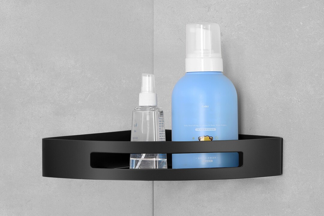 Ambrosya - Shower Shelf in Black Made of Stainless Steel - Shower ...