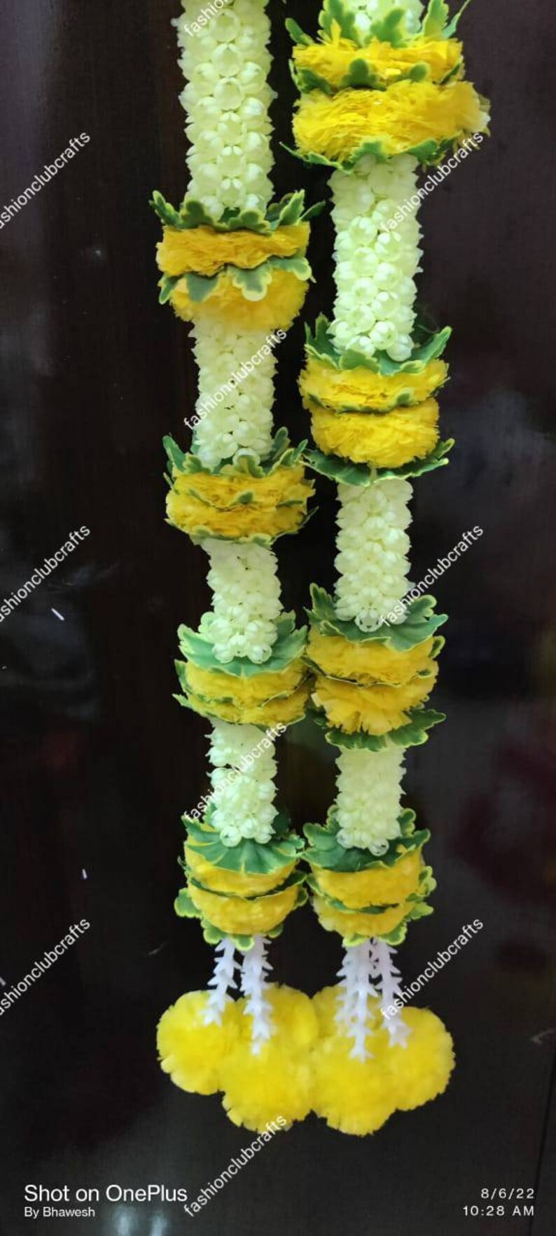 5 Strings of Artificial Mogra With Marigold Flower Garland - Etsy