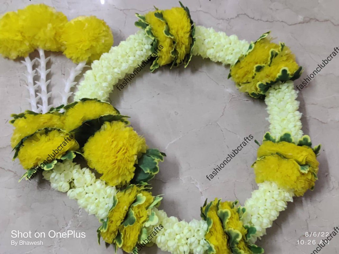 5 Strings of Artificial Mogra With Marigold Flower Garland - Etsy