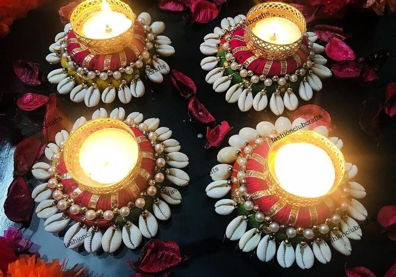 She'll Tea Light Candle Holder Handmade Diya Case for Diwali Christmas ...