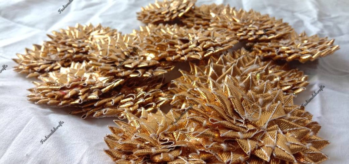100 Piece 5.5 Cm Gota Flower Golden Lace 4 Layer Gota Patti - Etsy