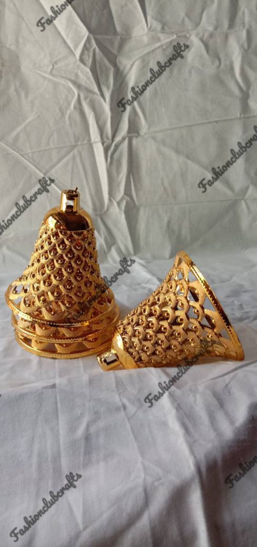 10 Piece Lot 2.5 Inches Golden Bell Christmas Tree Decoration Crafting ...