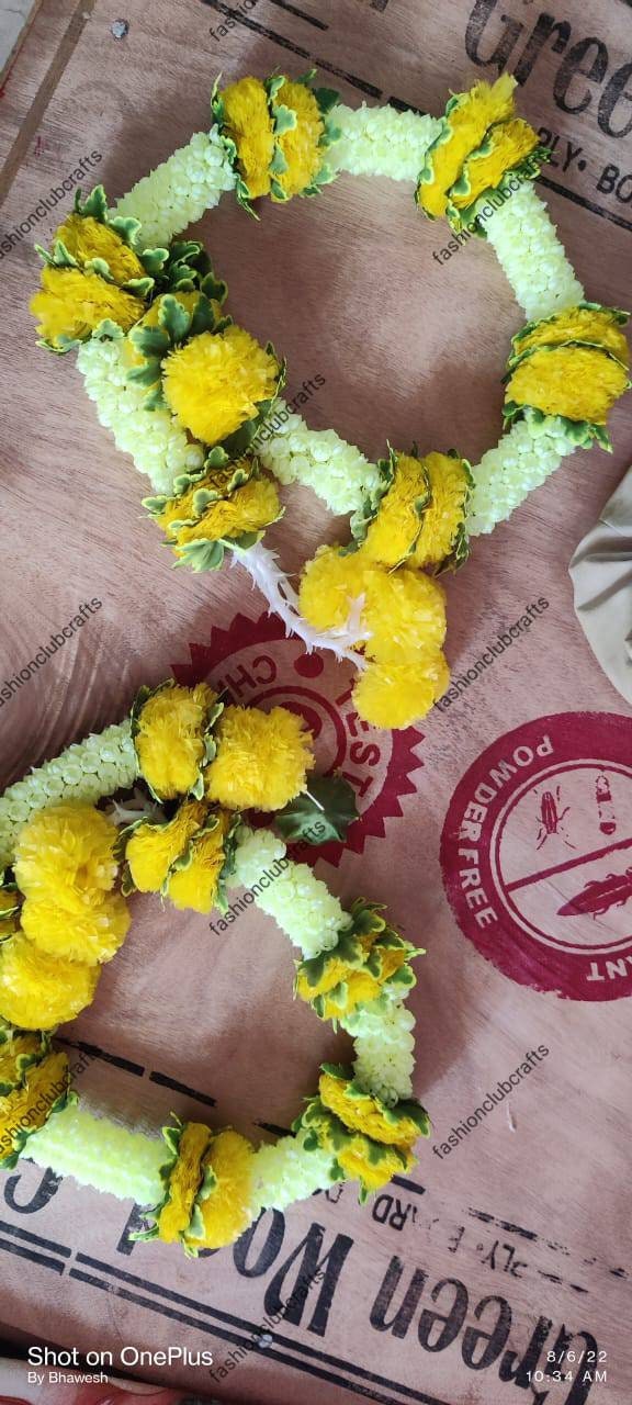 5 Strings of Artificial Mogra With Marigold Flower Garland Handmade ...