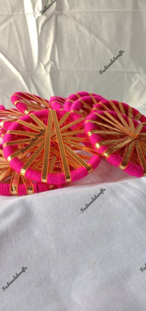 5 Pieces Woolen Bangle With Golden Lace Colorful Ring for - Etsy
