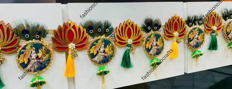 Lord Radha Krishna Door Toran Gota Ring Mor Pankh Lotus Flower ...