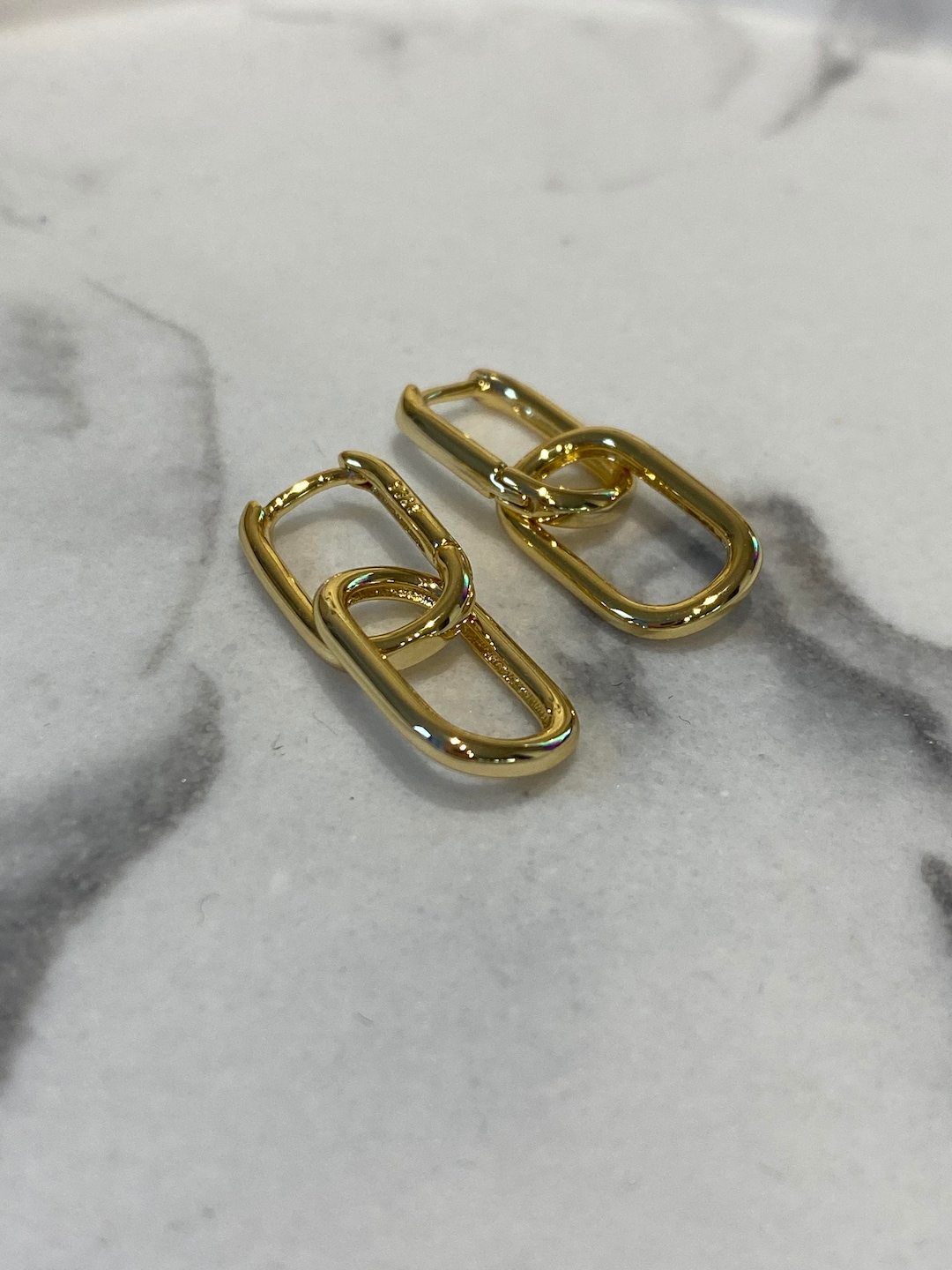 Silver Geometric Hoop Earrings - Etsy