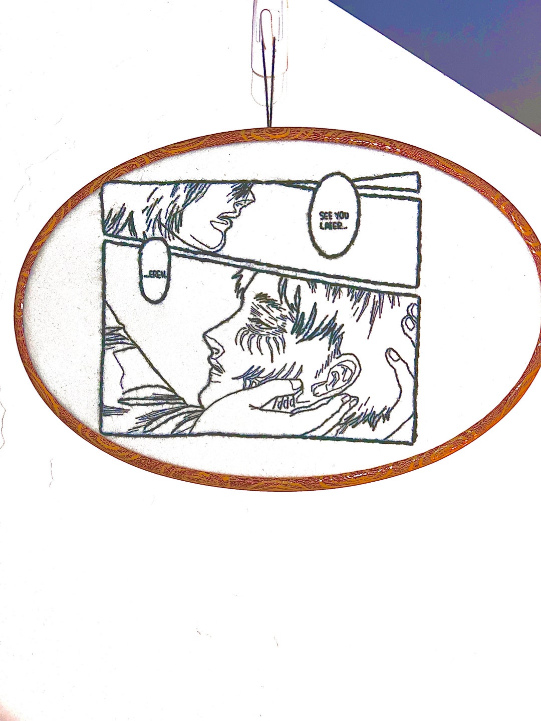 Attack on Titan Manga Panel Embroidery see You Later Eren Mikasa and ...