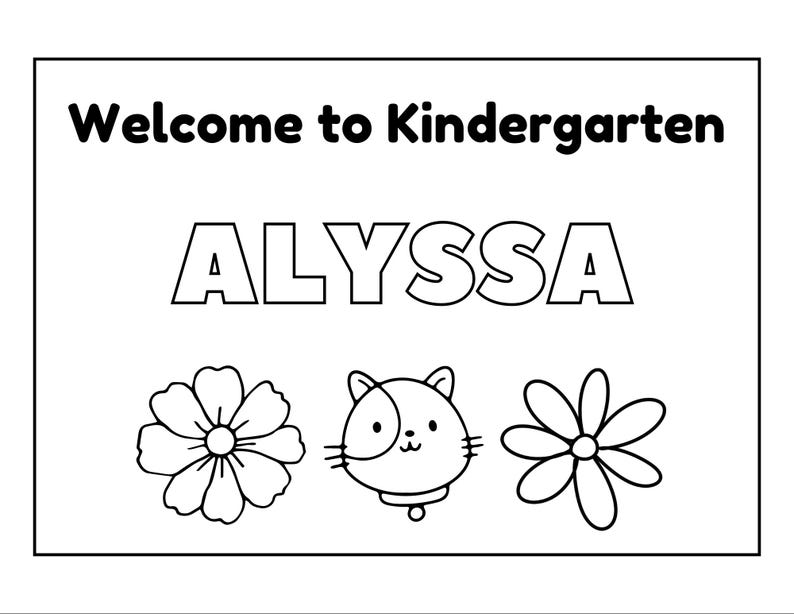 Back to School Coloring Printable Activity, Custom Name Color Page ...