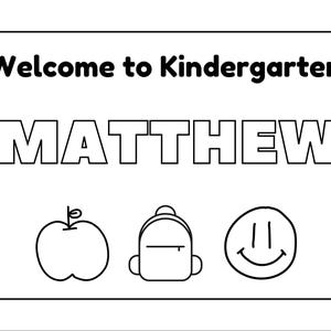 Back to School Coloring Printable Activity, Custom Name Color Page ...