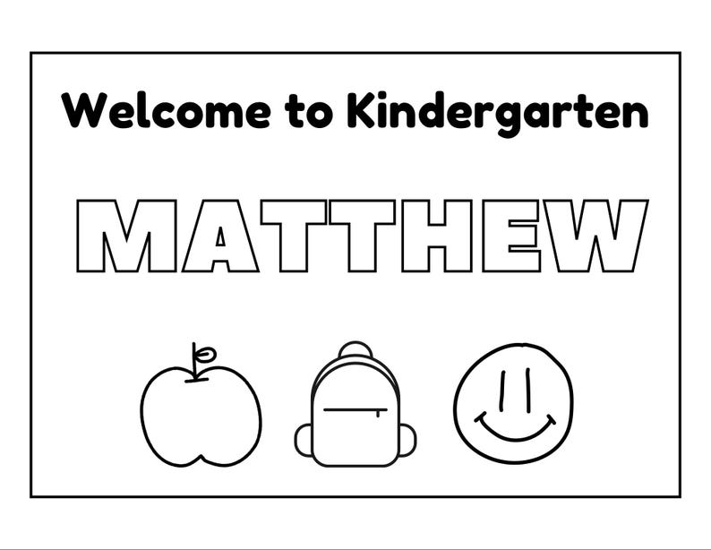 Back to School Coloring Printable Activity, Custom Name Color Page ...
