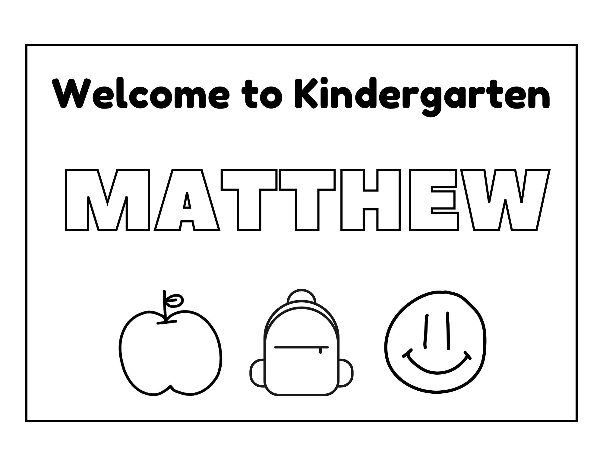 Back to School Coloring Printable Activity, Custom Name Color Page ...