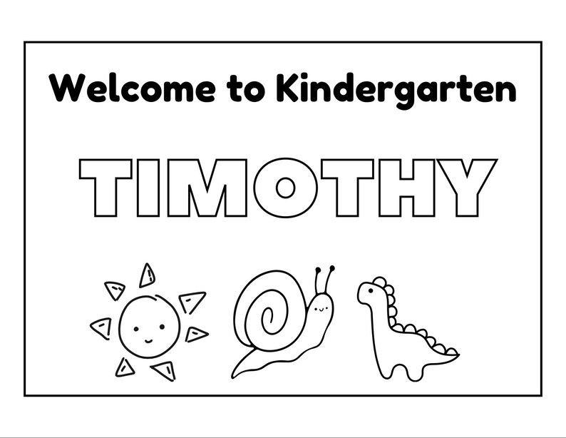 Back to School Coloring Printable Activity, Custom Name Color Page ...