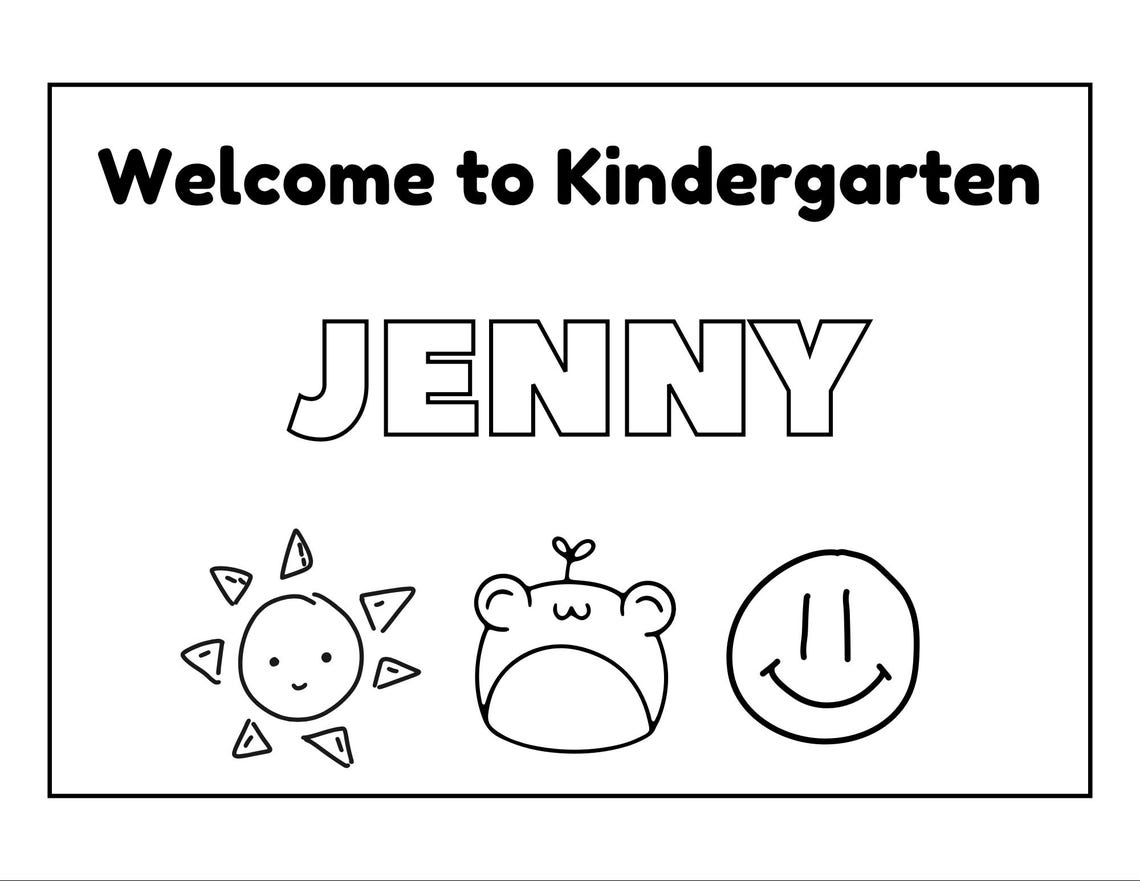 Back to School Coloring Printable Activity, Custom Name Color Page ...