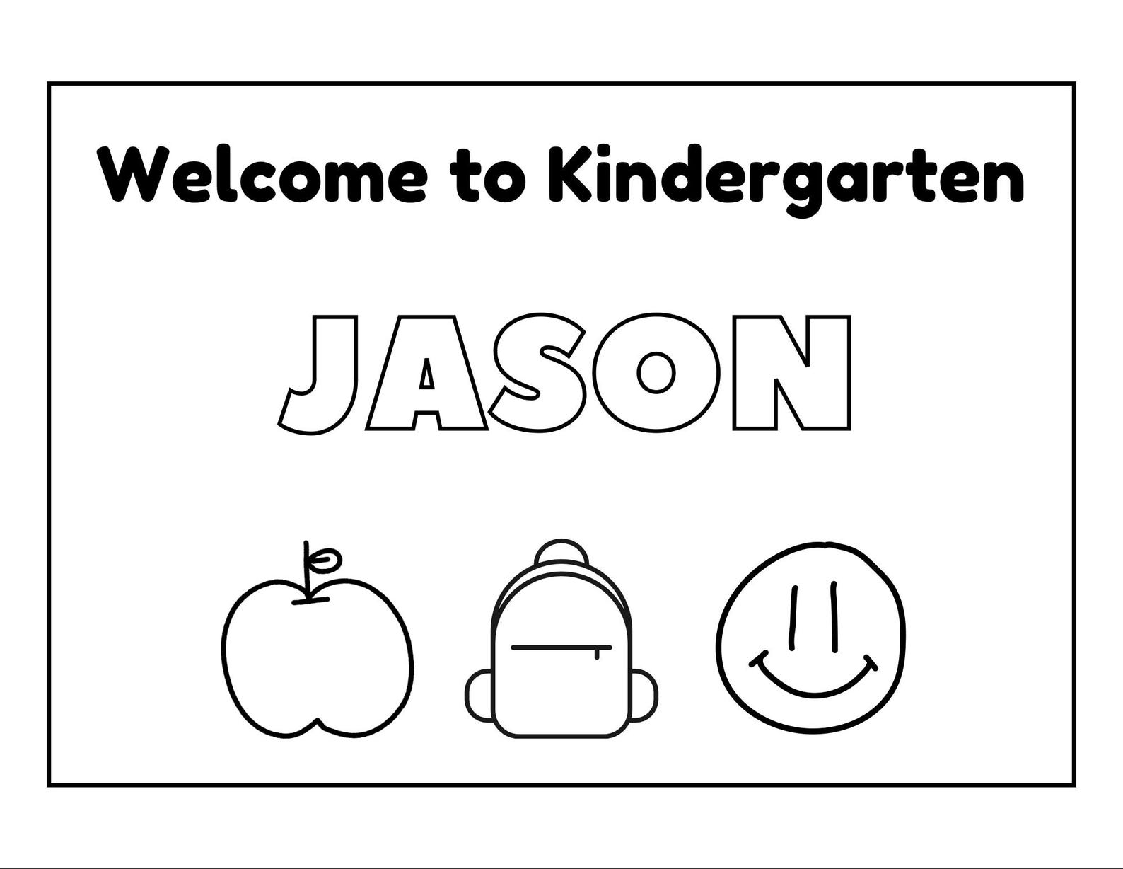 Back to School Coloring Printable Activity, Custom Name Color Page ...
