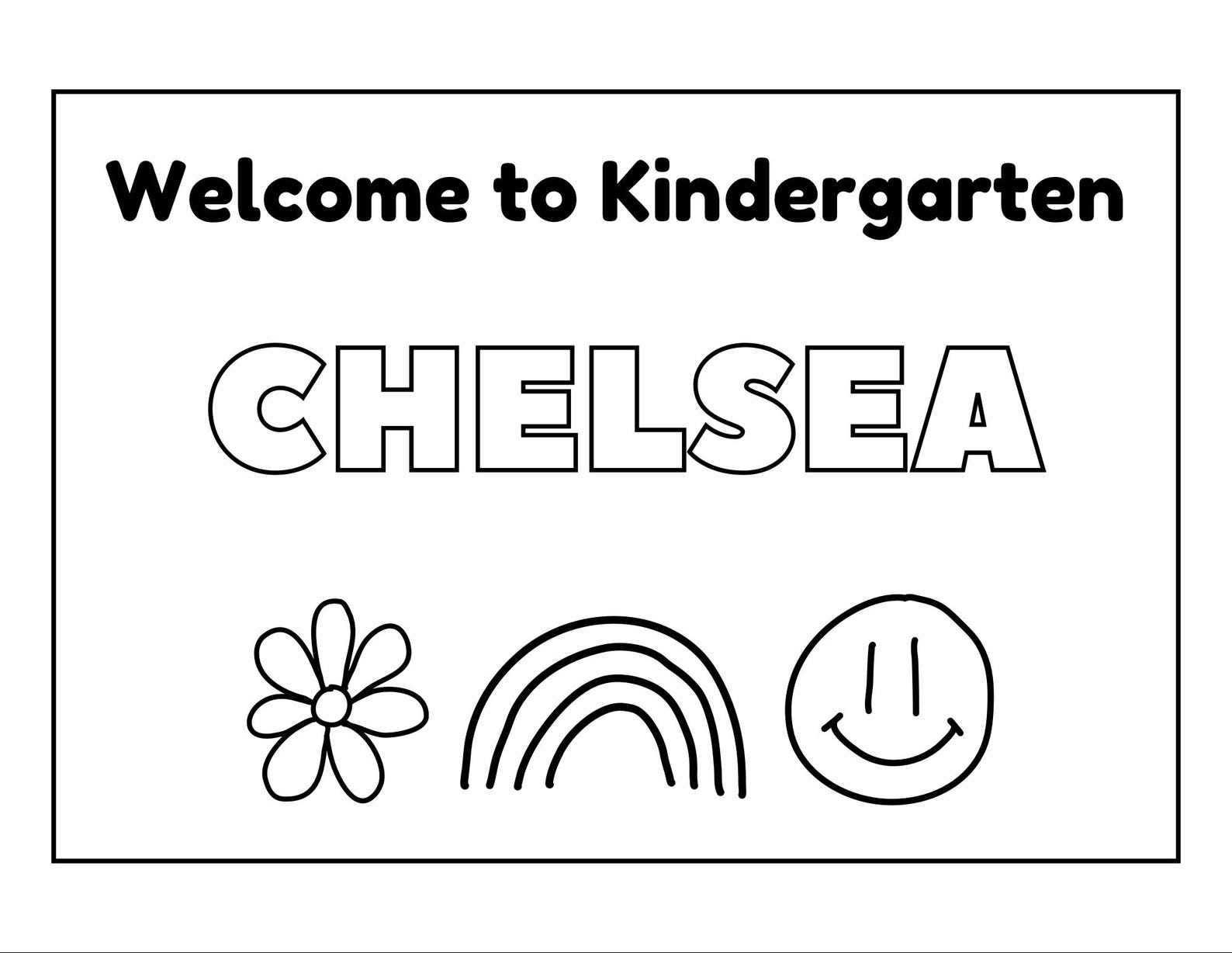 Back to School Coloring Printable Activity, Custom Name Color Page ...