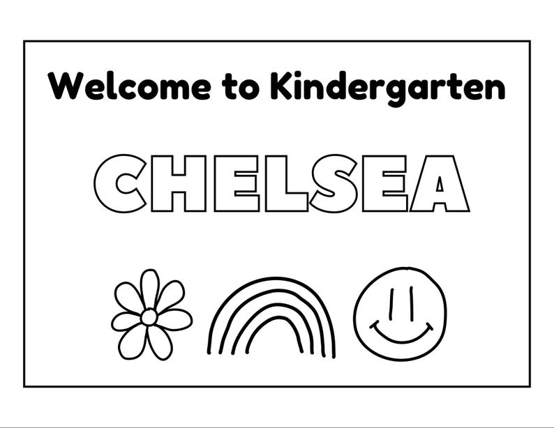 Back to School Coloring Printable Activity, Custom Name Color Page ...