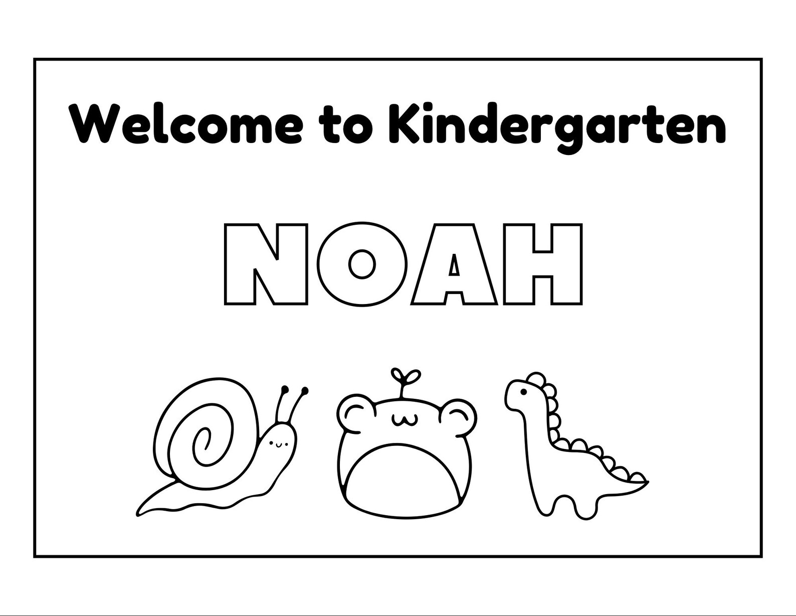 Back to School Coloring Printable Activity, Custom Name Color Page ...