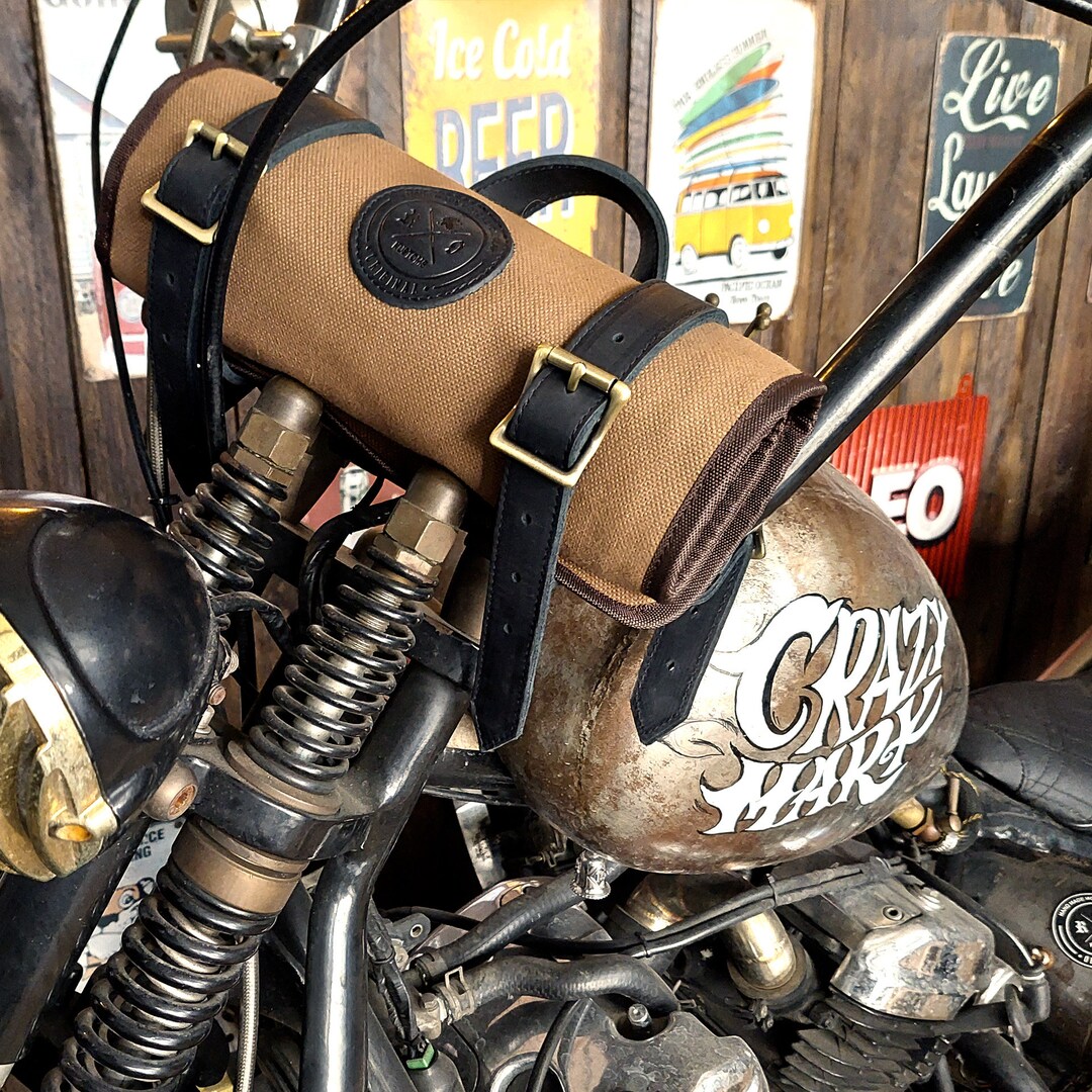 Vintage Motorcycle Tool Roll Fork Bag Chopper Bobber desert Tan - Etsy