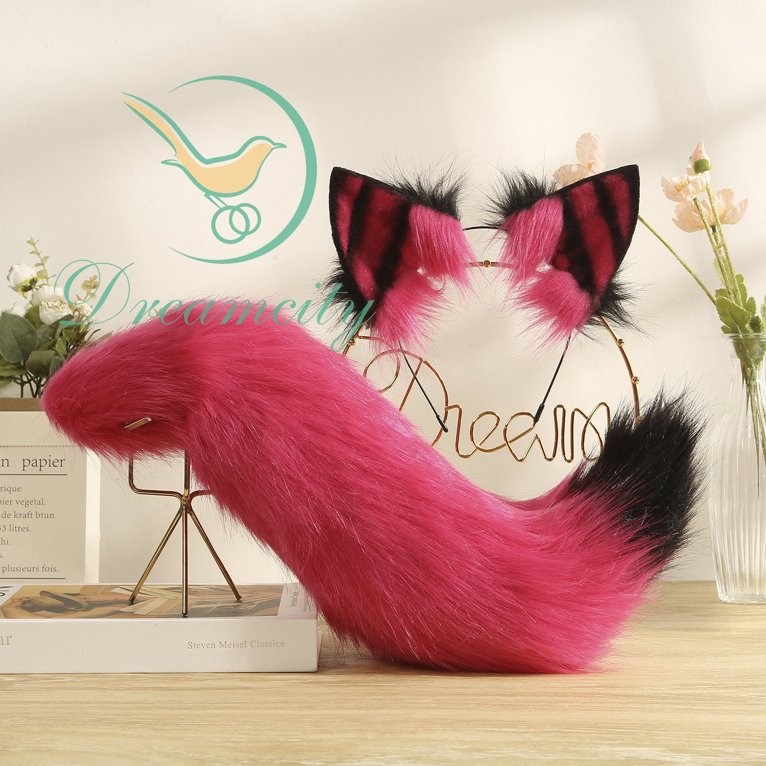 Pink and Black Wolf Ears and Pink Wolf Tails Plugs Can Be Added as Sex ...