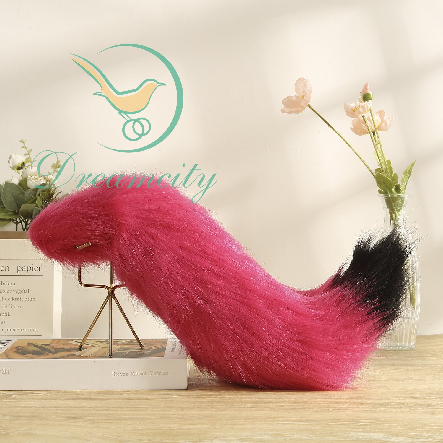 Pink And Black Wolf Ears And Pink Wolf Tails Plugs Can Be Added As Sex Toys Ears And Tails Of