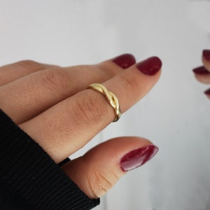 Gold Braided Wrap Ring 14k Solid Gold Minimalist Band Wrap Knit Wedding ...