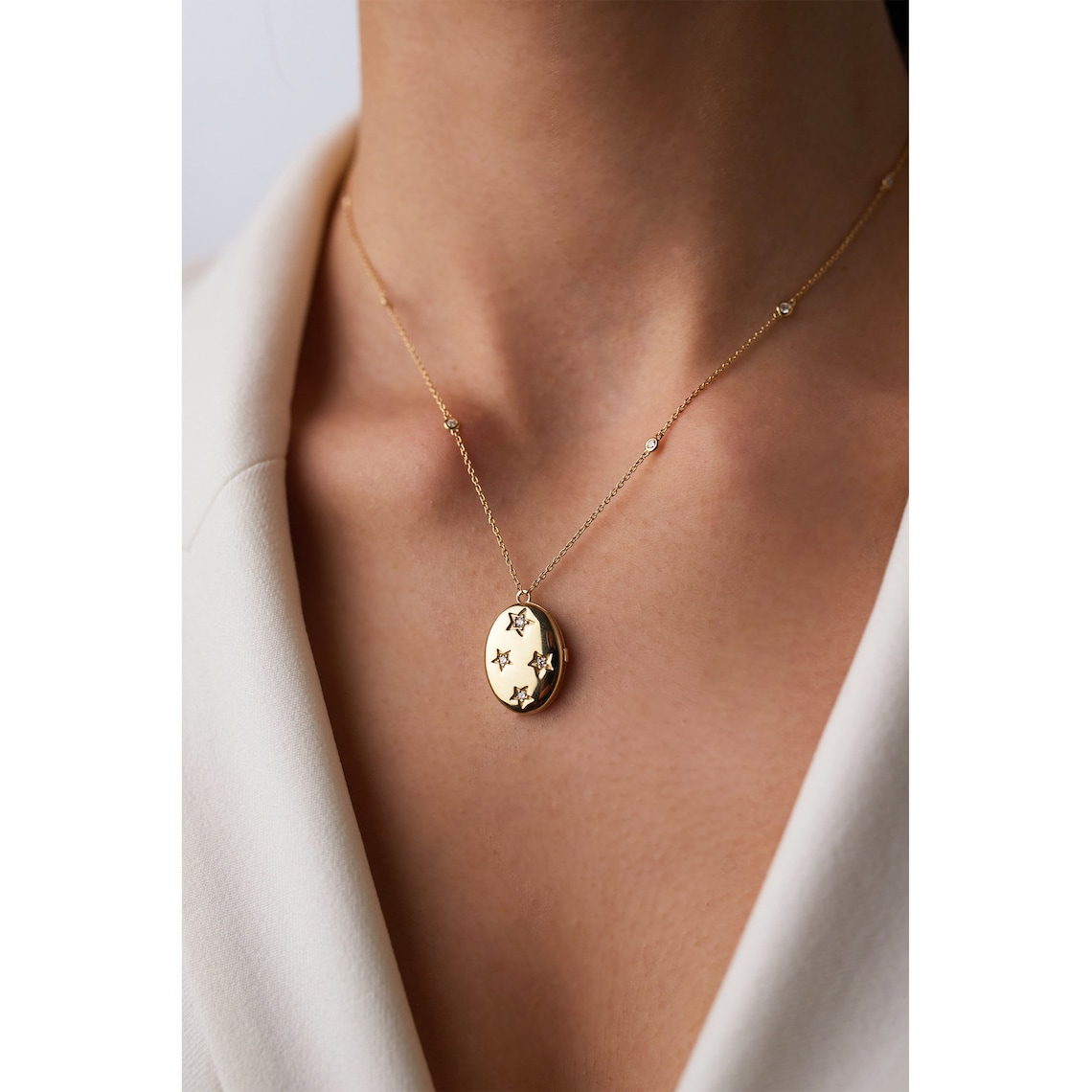 Gold Medallion Necklace Gold Star Openable Locket Necklace 14k | Etsy