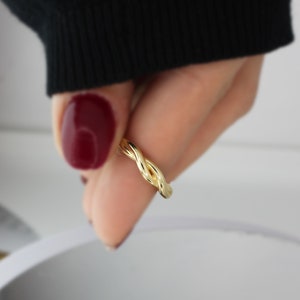 Gold Braided Wrap Ring 14k Solid Gold Minimalist Band Wrap Knit Wedding ...
