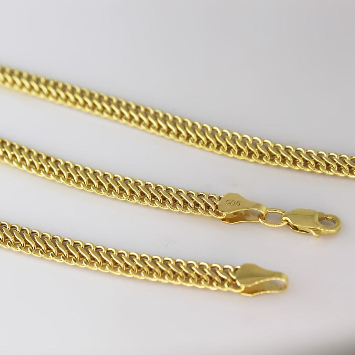 Gold Double Curb Chain Bracelet 14k Gold Vienna Bracelet Gold - Etsy