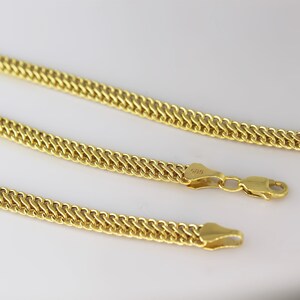 Gold Double Curb Chain Bracelet 14k Gold Vienna Bracelet Gold Curb Link ...