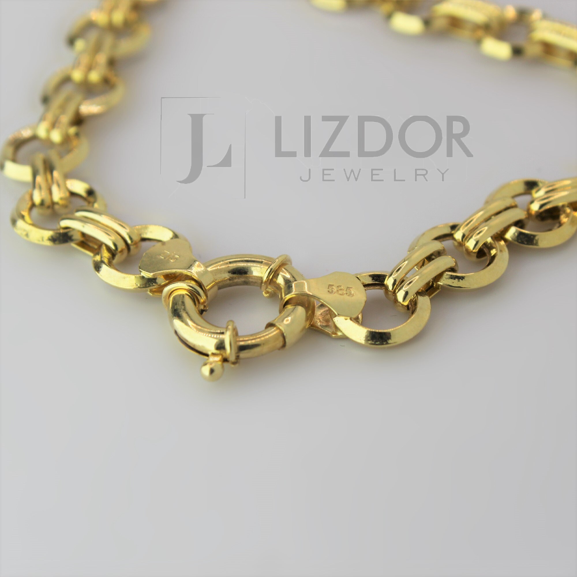 Gold Circle Chain Bracelet 14k Gold Interlocking Round - Etsy