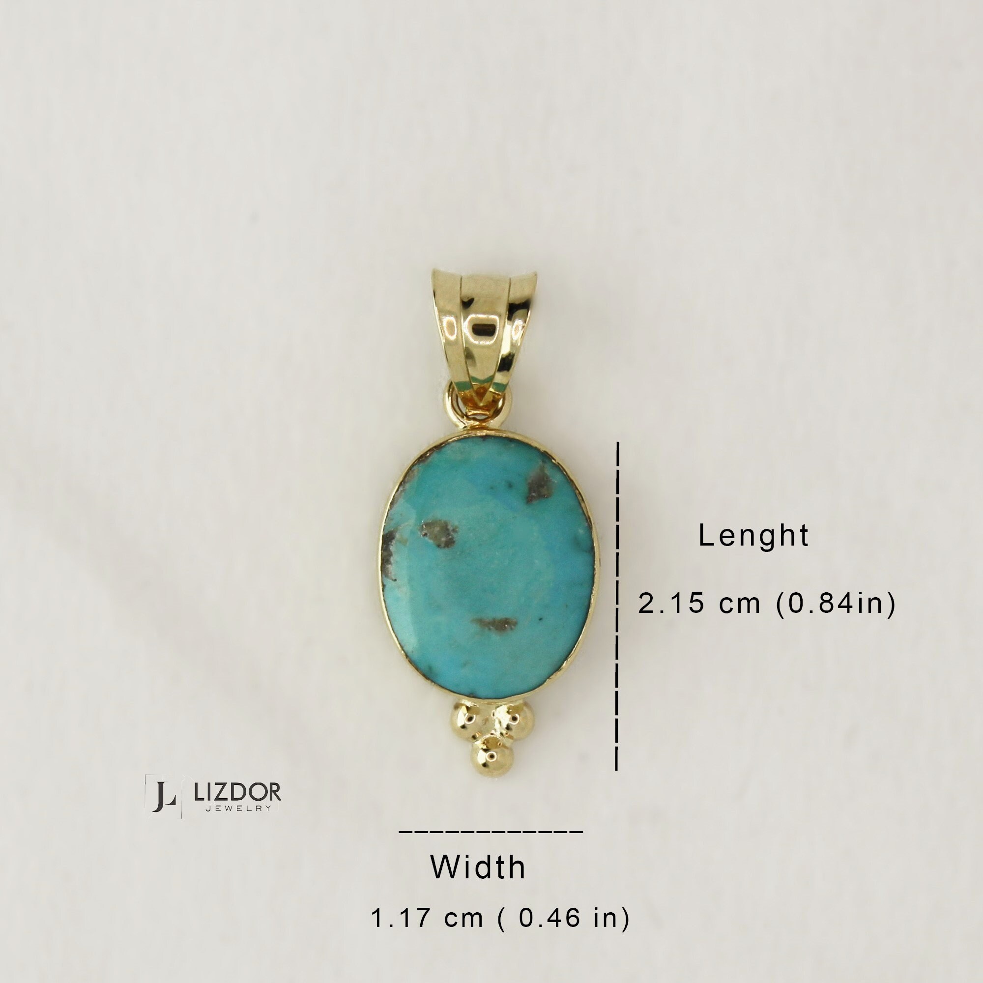 Genuine Turquoise Necklace 14k Solid Gold Oval Turquoise Etsy