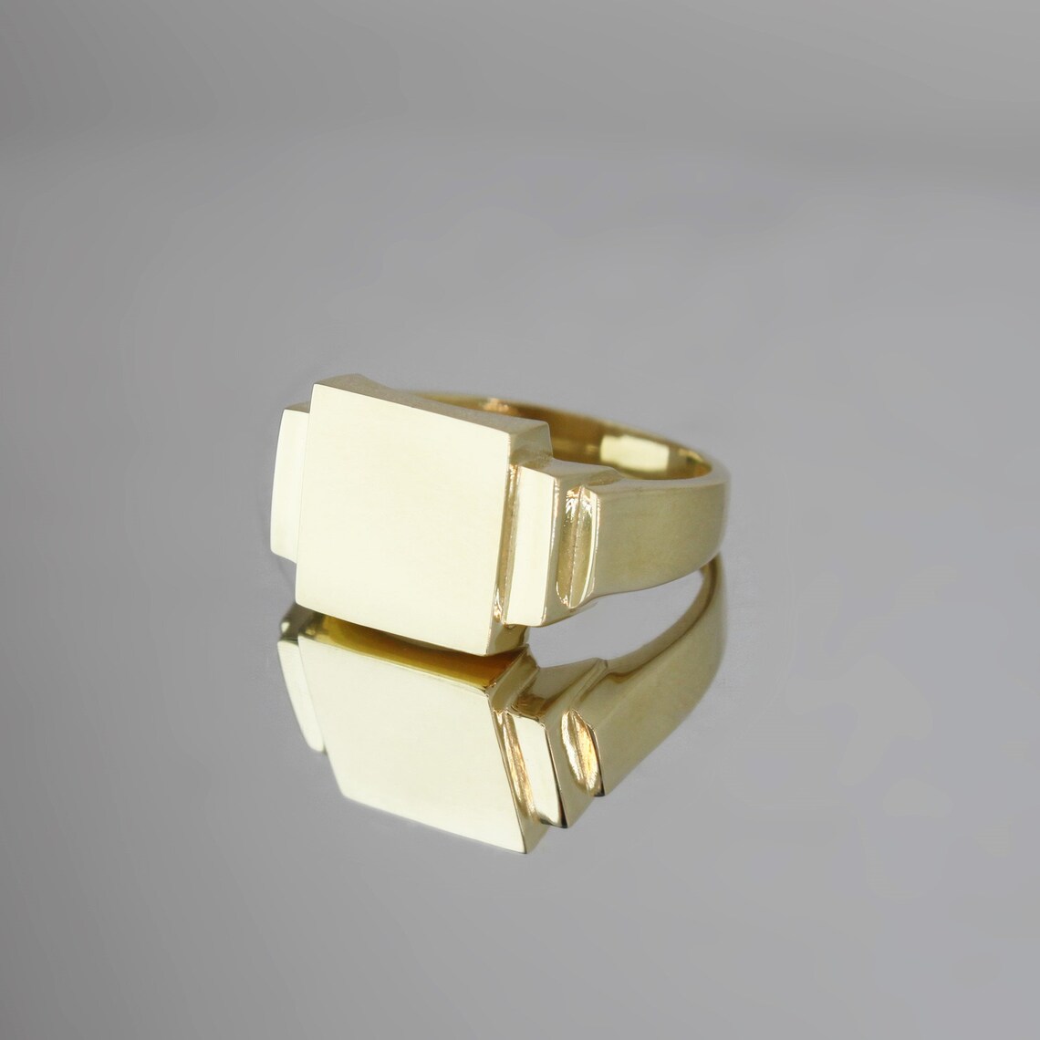 14k Gold Signet Ring Square Signet Ring Personalized Ring Gold | Etsy