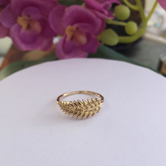 Leaf Ring 14k Solid Gold Laural Wreath Band Olive Leaf Ring | Etsy