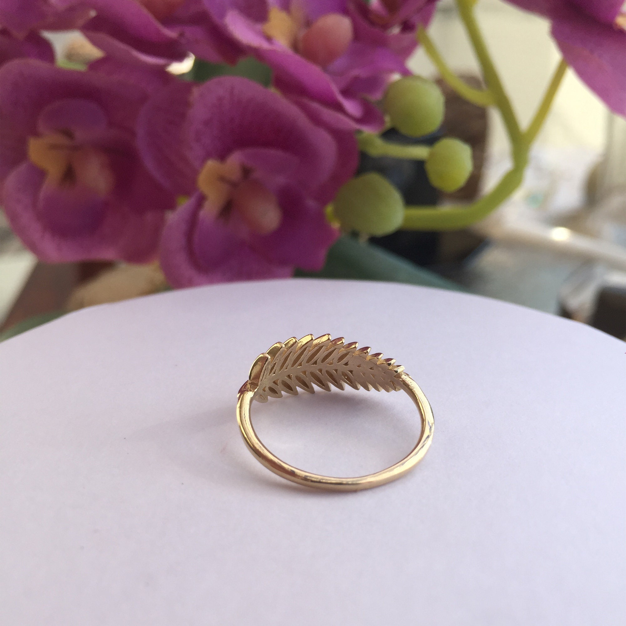 Leaf Ring 14k Solid Gold Laural Wreath Band Olive Leaf Ring | Etsy