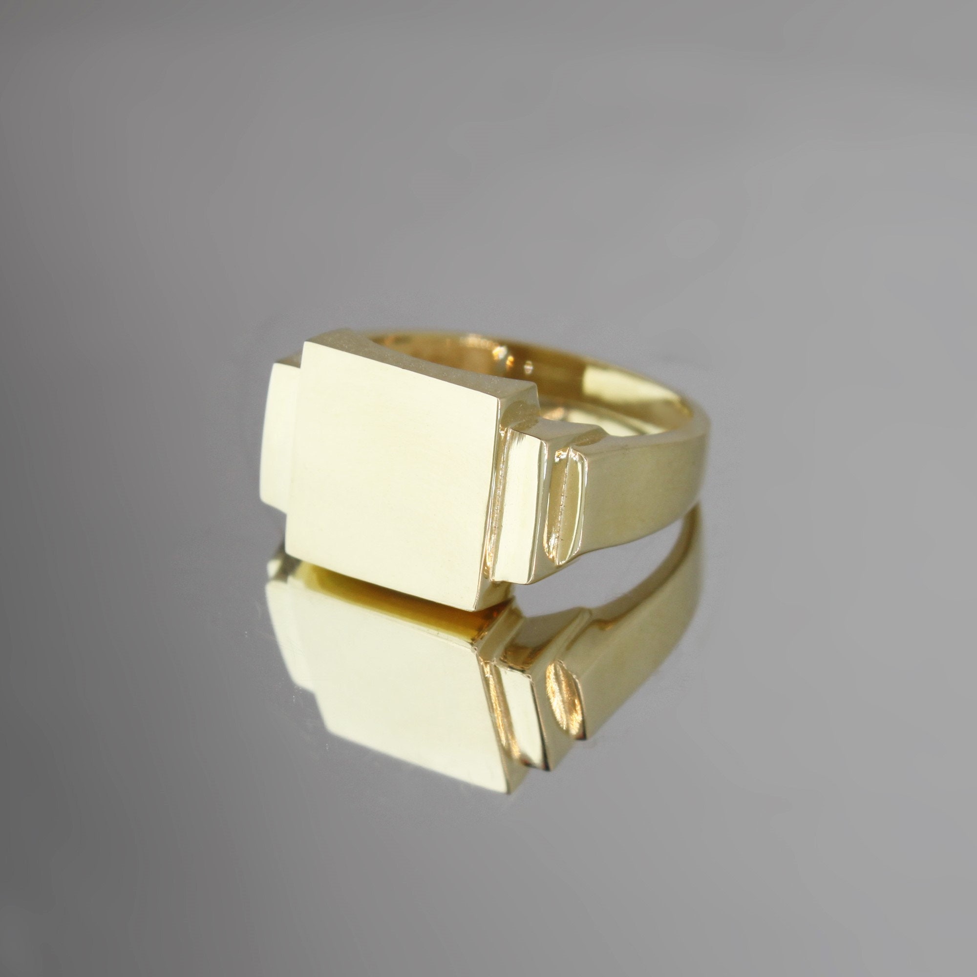 14k Gold Signet Ring Square Signet Ring Personalized Ring Gold - Etsy