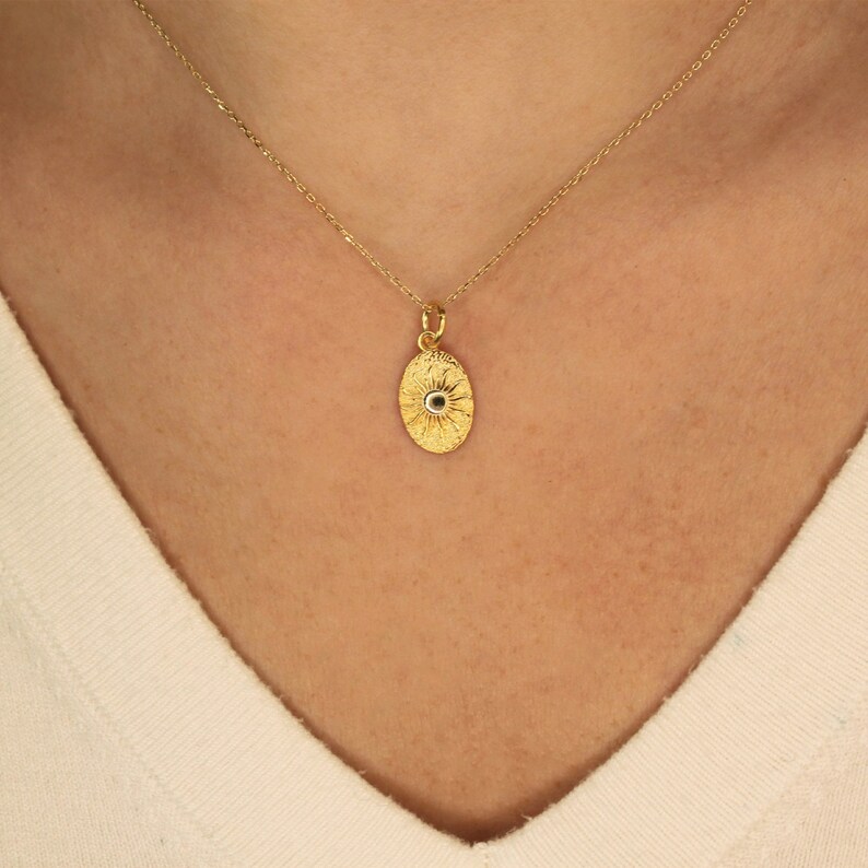 Sun Coin Necklace 14k Solid Gold Elegant Celestial Necklace - Etsy
