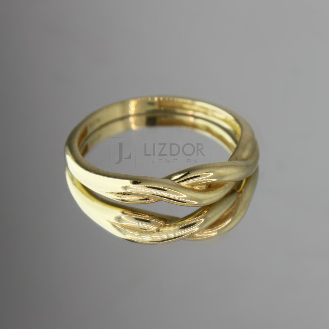 Gold Braided Wrap Ring 14k Solid Gold Minimalist Band Wrap Knit Wedding ...