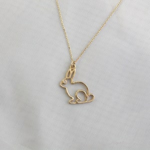 Gold Rabbit Necklace 14k Solid Gold Animal Jewelry Diamond Gemstone ...