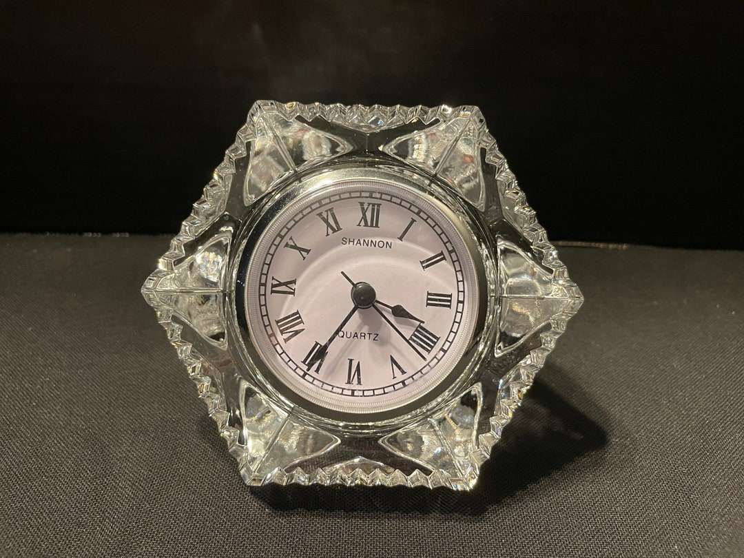 Vintage Shannon Crystal Desk Clock - Etsy